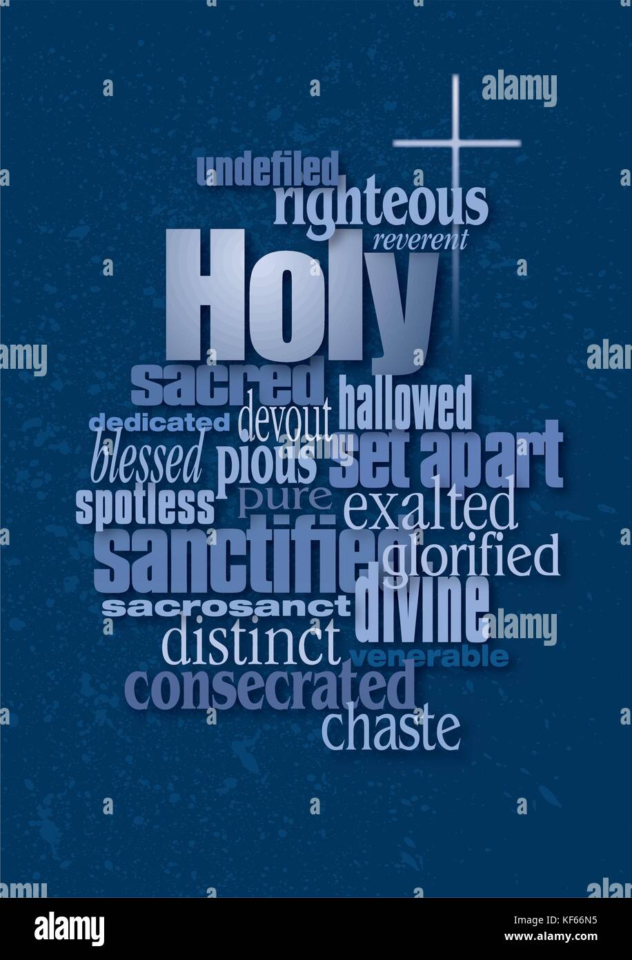 Graphic typographic art of the Christian term Holy designed with cross ...