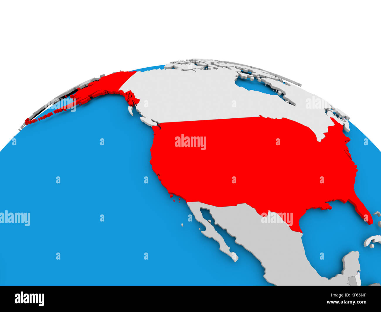 USA highlighted in red on political globe. 3D illustration Stock Photo ...