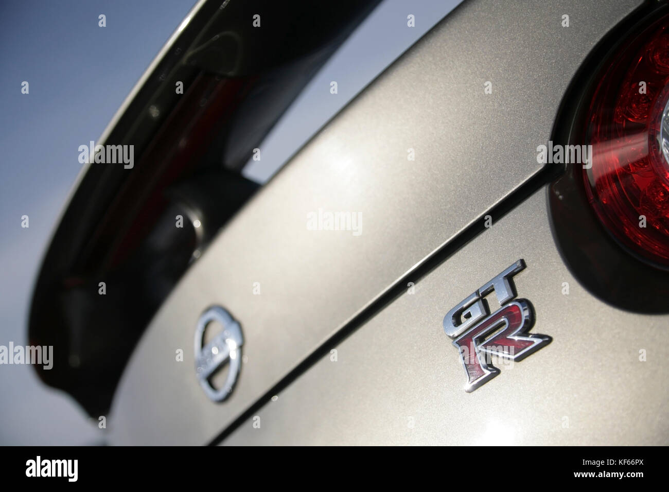 Rear lights and badge of silver Nissan GT-R sportscar Stock Photo - Alamy