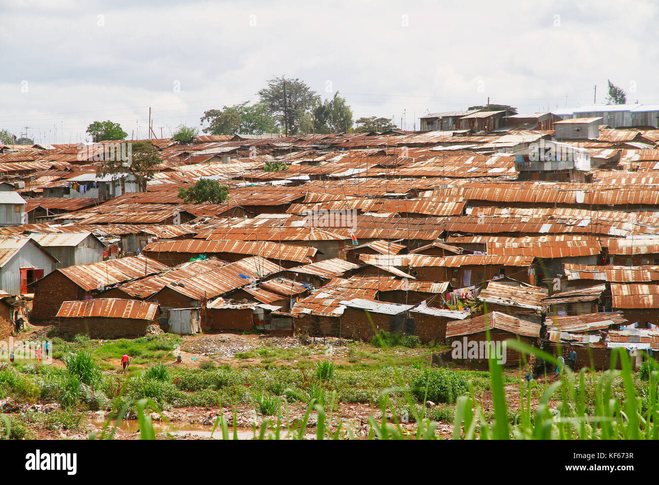 Living in the Kenya Slum Aerias - The rusted Roofs of Kibera Slum Stock ...