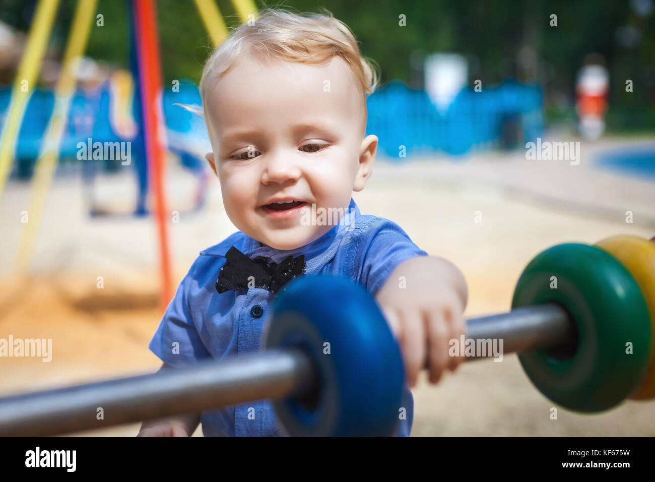 nice child walks in the park in summer Stock Photo - Alamy