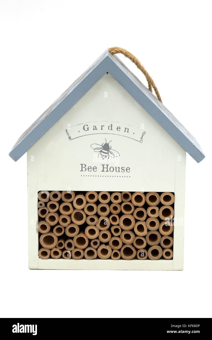 Wooden Bee House For Garden Stock Photo - Alamy