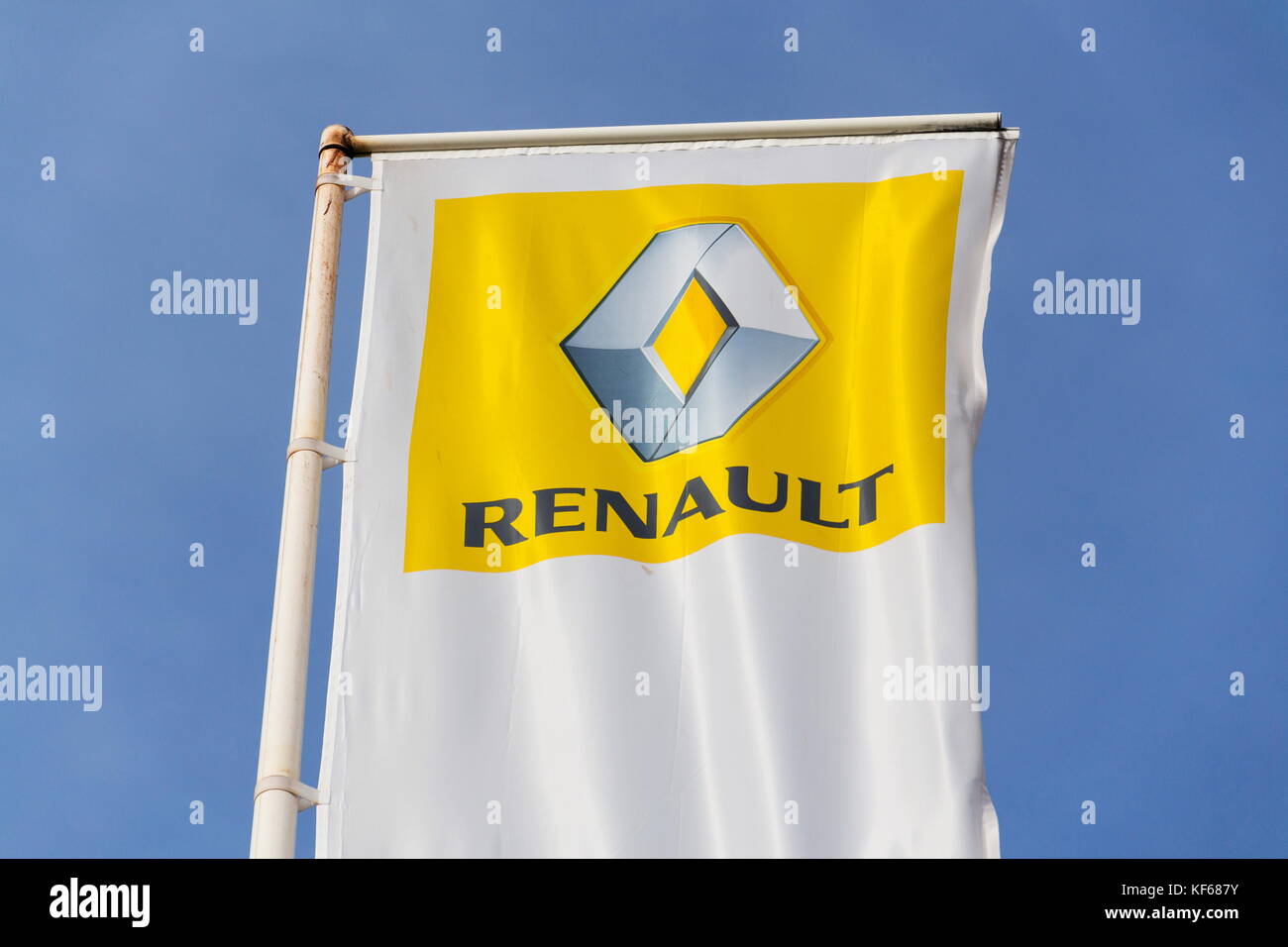 PRAGUE, CZECH REPUBLIC - OCTOBER 25: Renault company logo on dealership ...