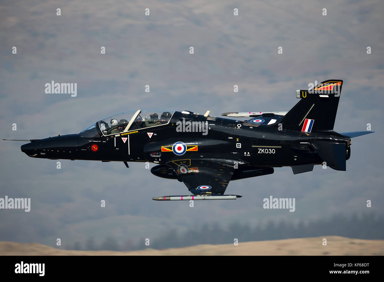 BAE Hawk T2 in the Mach Loop flying low level Stock Photo - Alamy