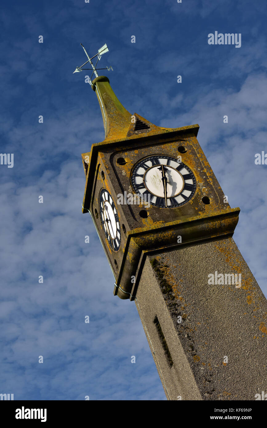 The clock tower in the town square at Saint Just on the Lizrard ...