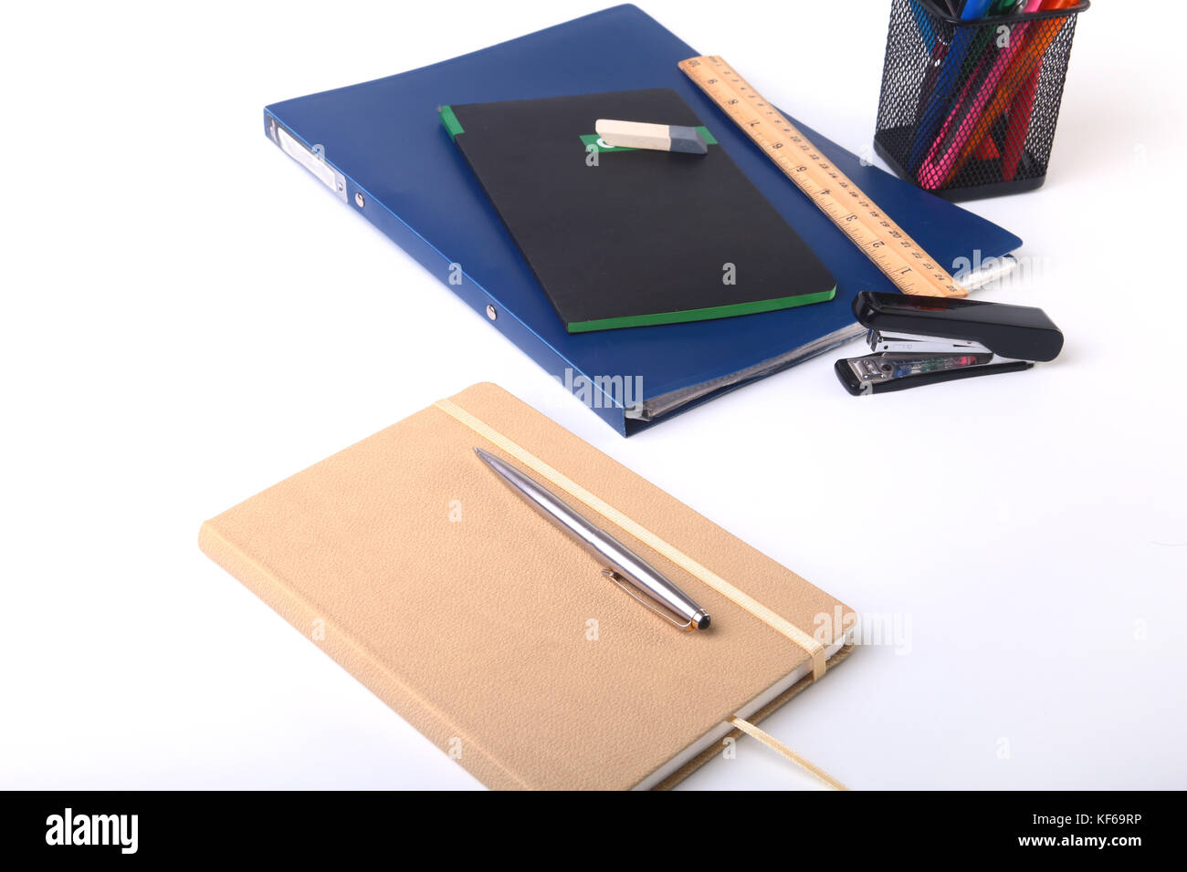 Colorful notebooks and office supplies on white table Stock Photo - Alamy Colorful notebooks and office supplies on white table Stock Photo - Alamy