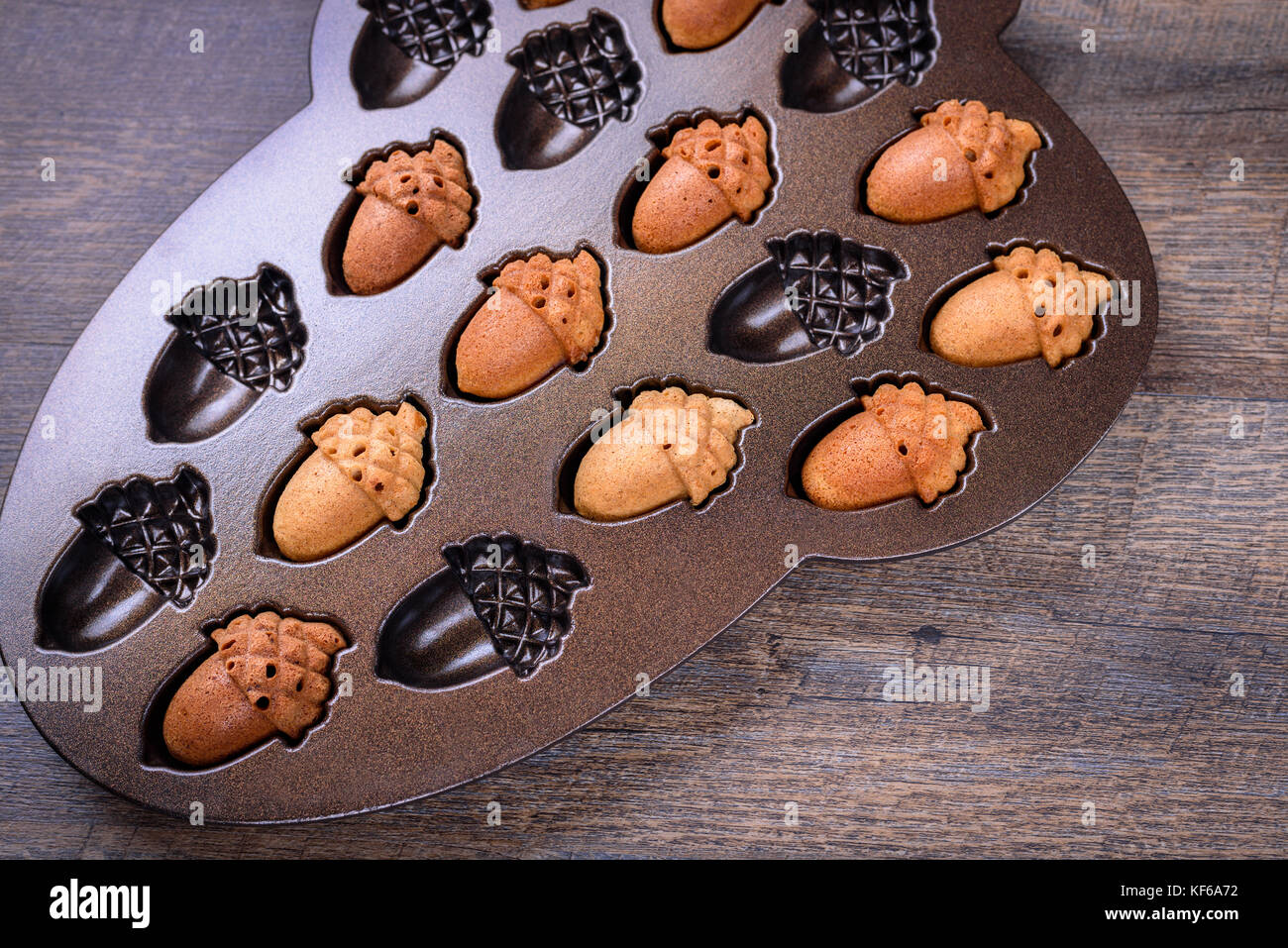 Maple Acorn Cakelets, acorn shape cookies in a baking pan, mold ...
