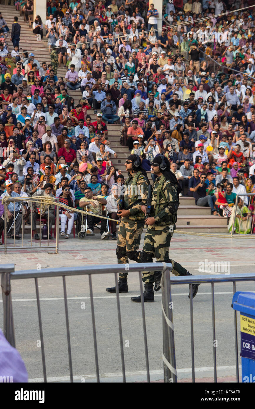 Beating retreat ceremony at Wagah border of India and Pakistan Stock ...