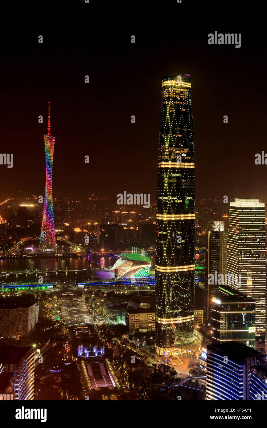 Night view of Guangzhou city building in Guangdong province,China Stock ...