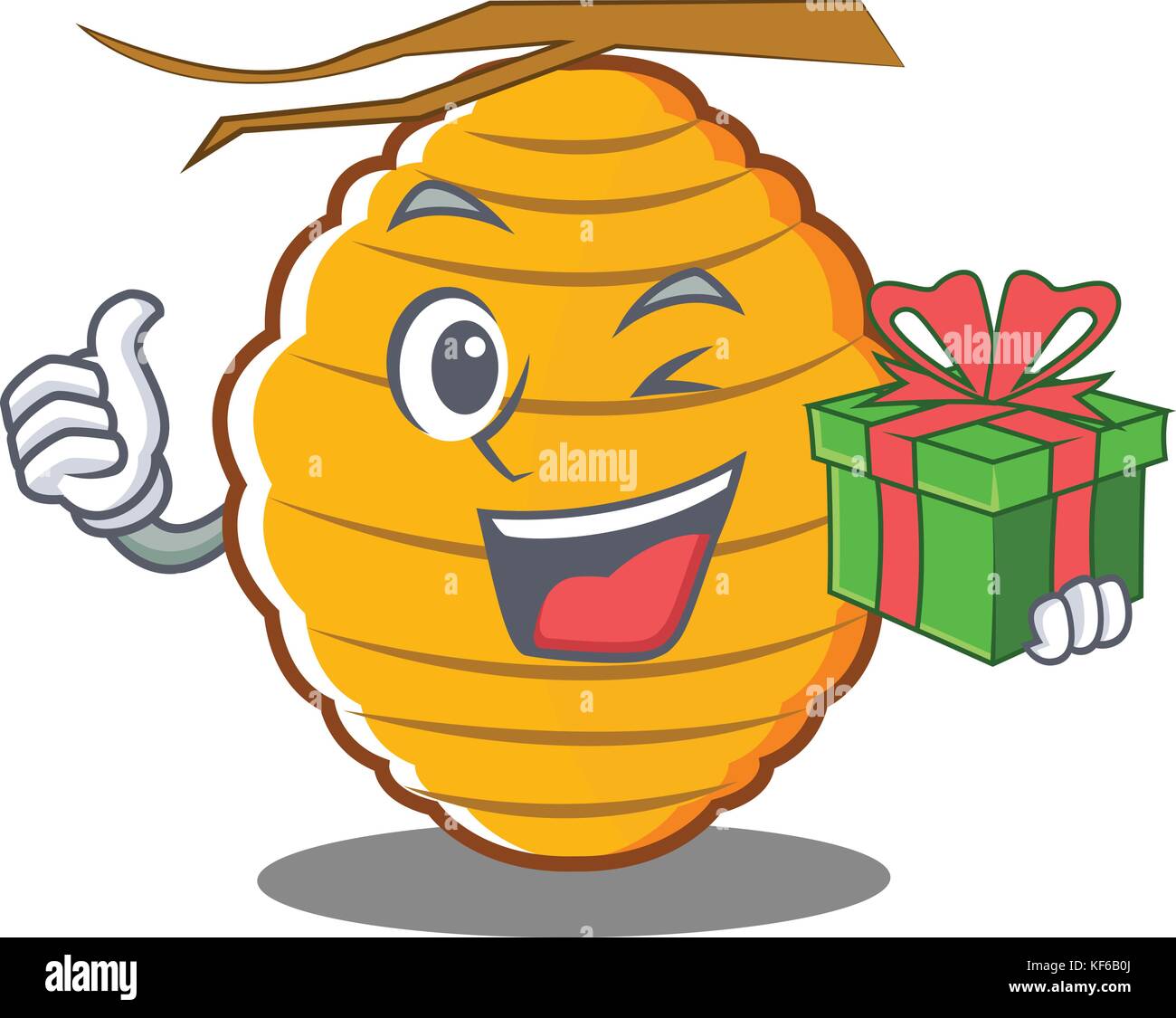 With gift bee hive character cartoon Stock Vector Image & Art - Alamy