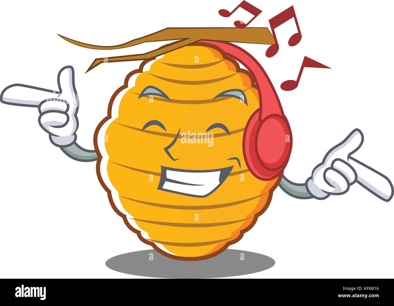 Listening music bee hive character cartoon Stock Vector Image & Art - Alamy