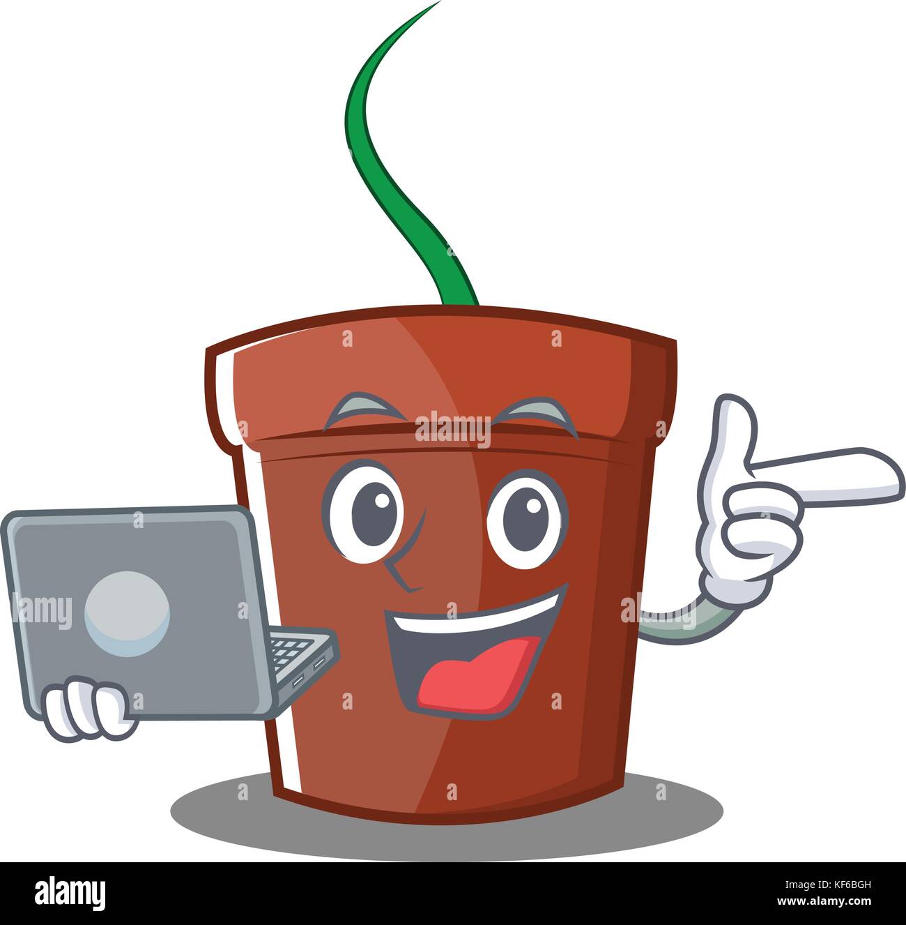 With laptop flower pot character cartoon Stock Vector Image & Art - Alamy