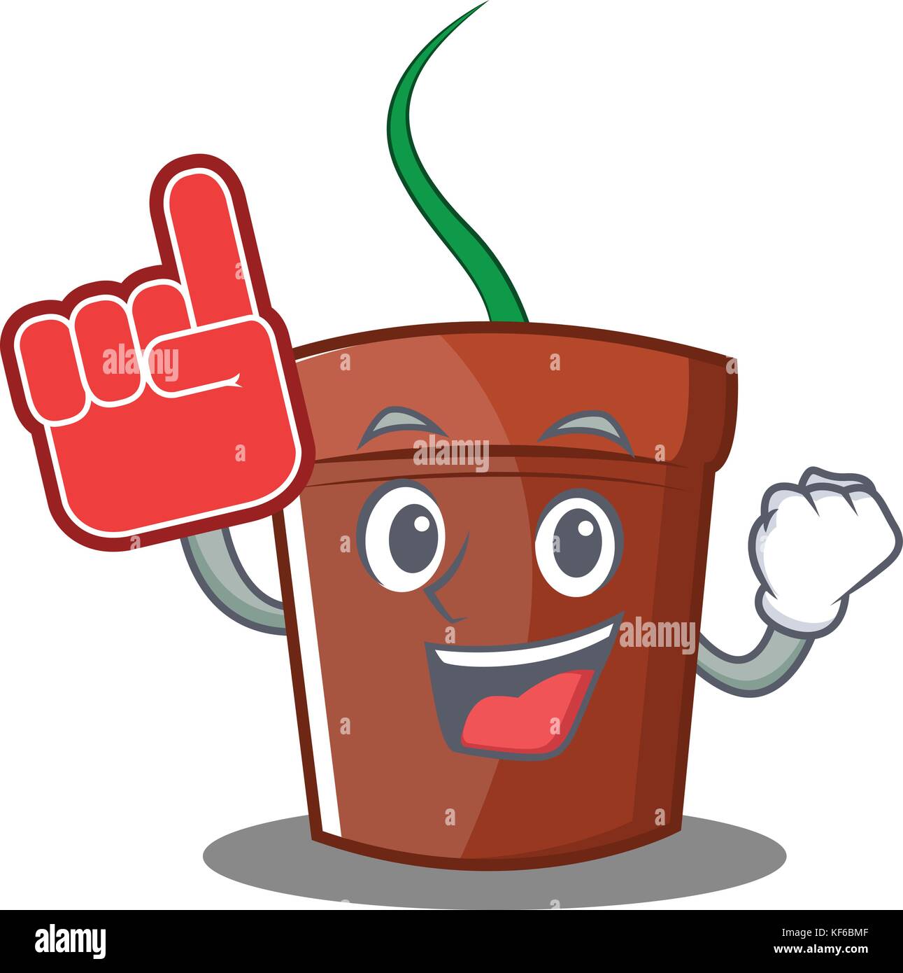 Foam finger flower pot character cartoon Stock Vector Image & Art - Alamy