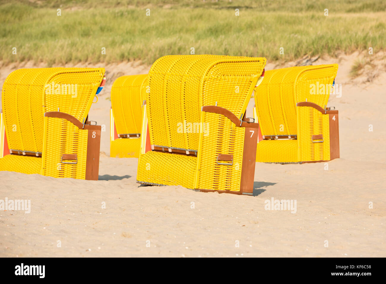 Beach wicker chairs strandkorb in Northern Germany Stock Photo - Alamy