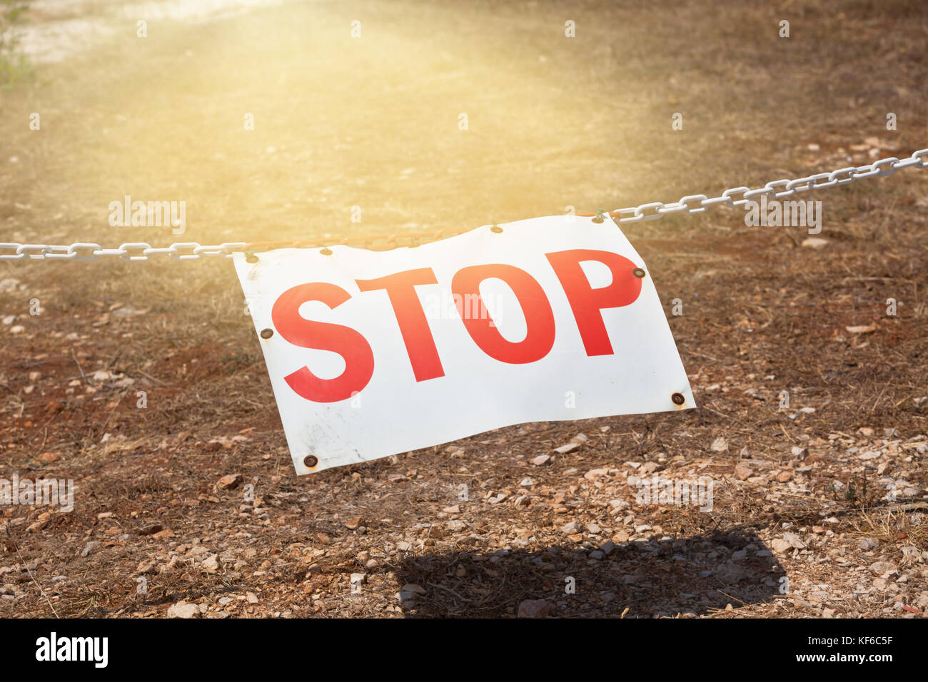 Stop sign restricting entry. Horizontal shot Stock Photo - Alamy