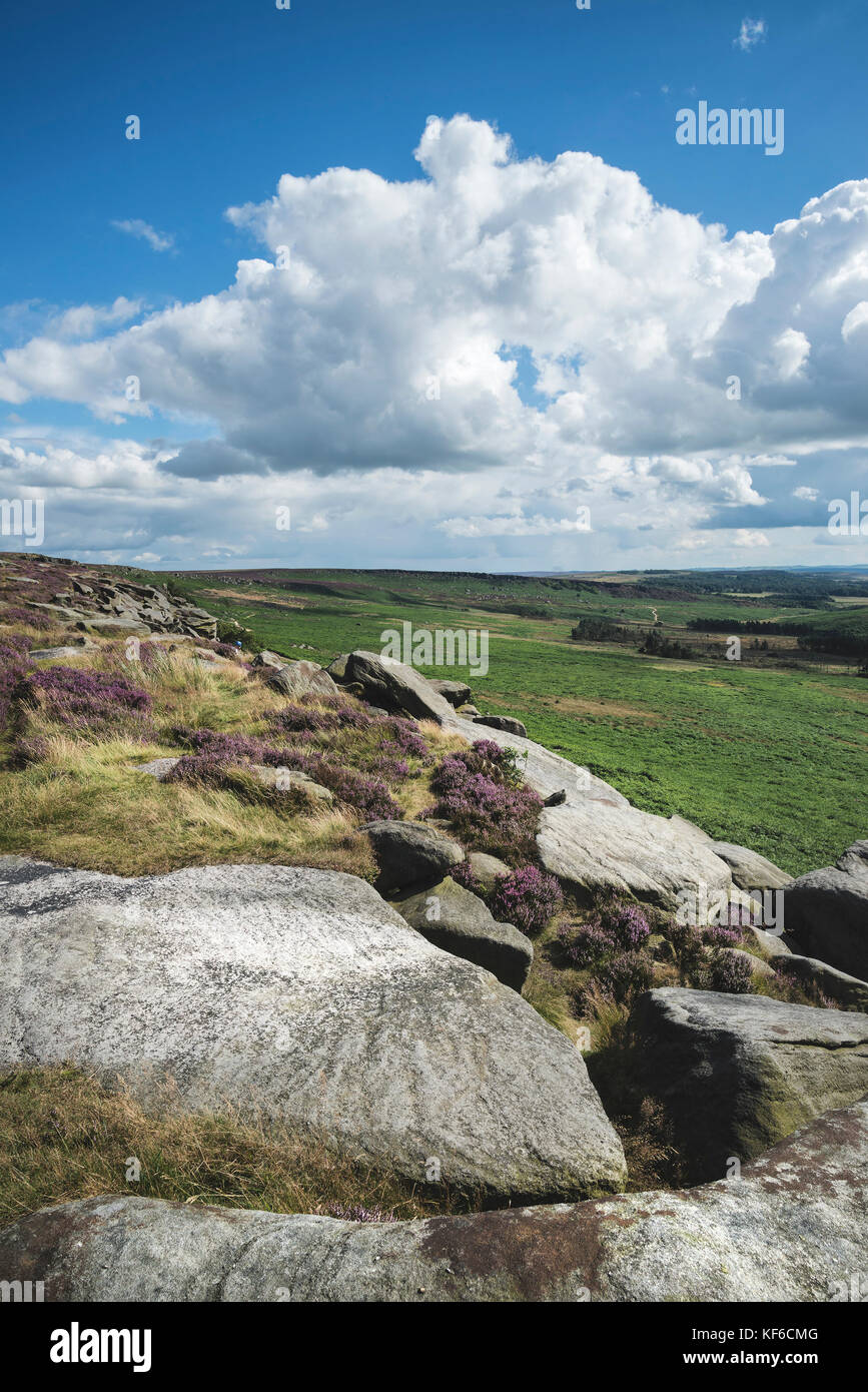 Colorful vibrant landscape image of Burbage Edge and Rocks in Summer in ...