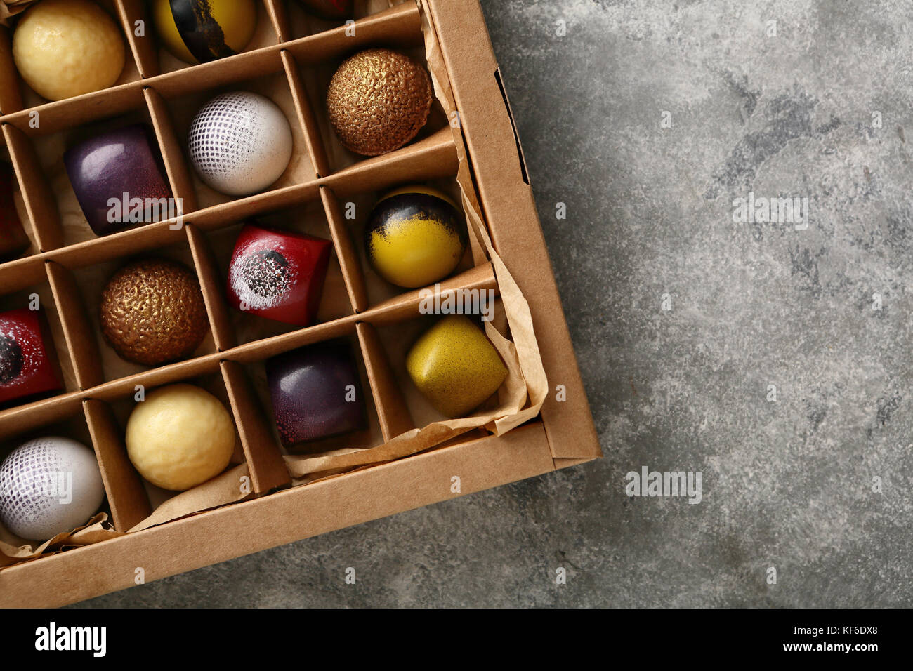 Art Fresh candies in box, food and gift Stock Photo - Alamy