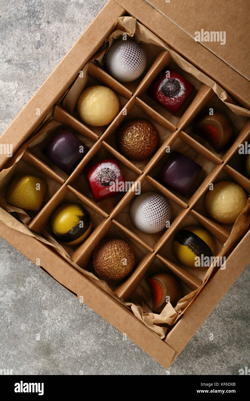 Luxury Art Fresh candies in box, food above Stock Photo - Alamy