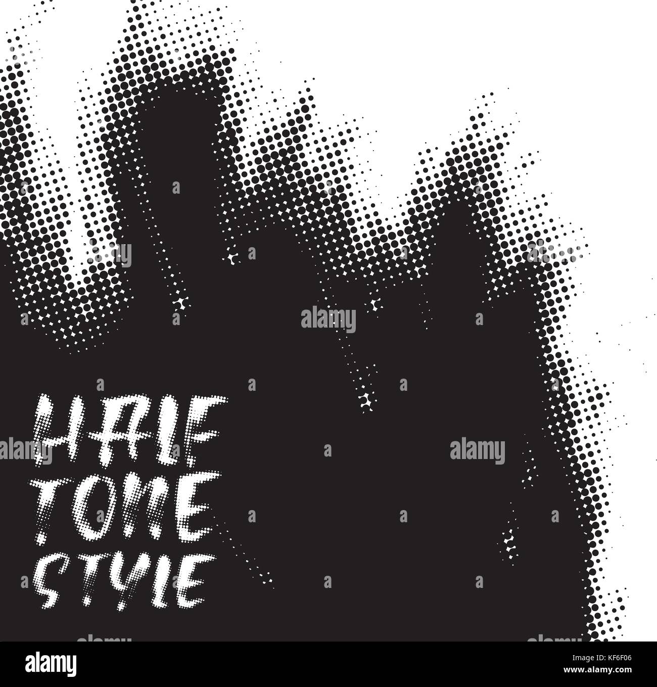 Black and white grunge halftone pattern. Watercolor hand drawn ...