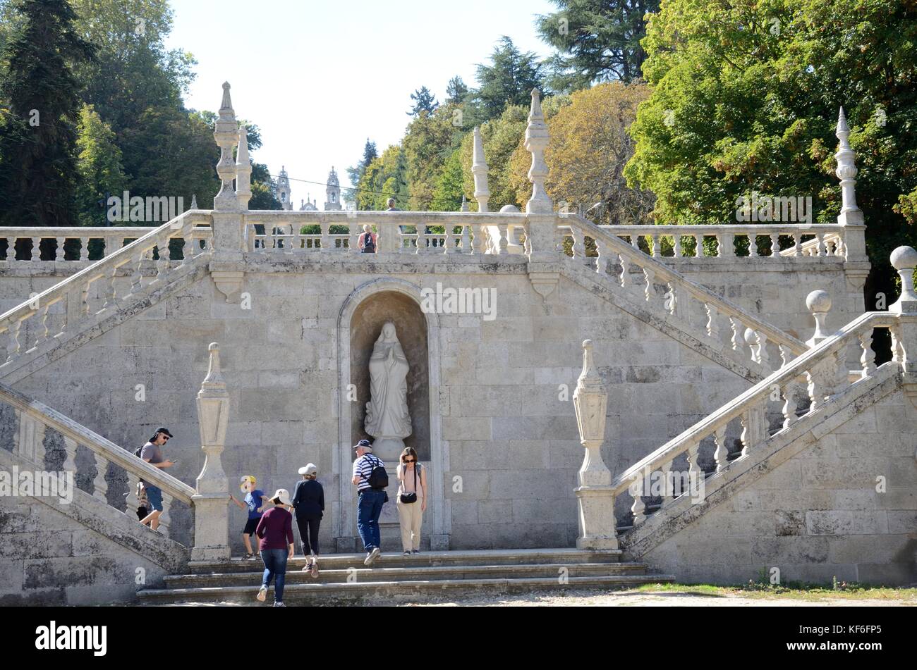people pilgrims tourists starting the 686 step walk to the church of ...