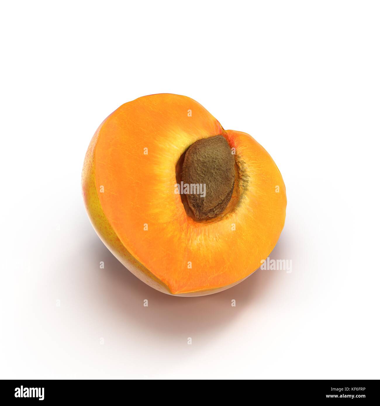 Ripe apricot's cross section with seed on white 3D Illustration Stock ...
