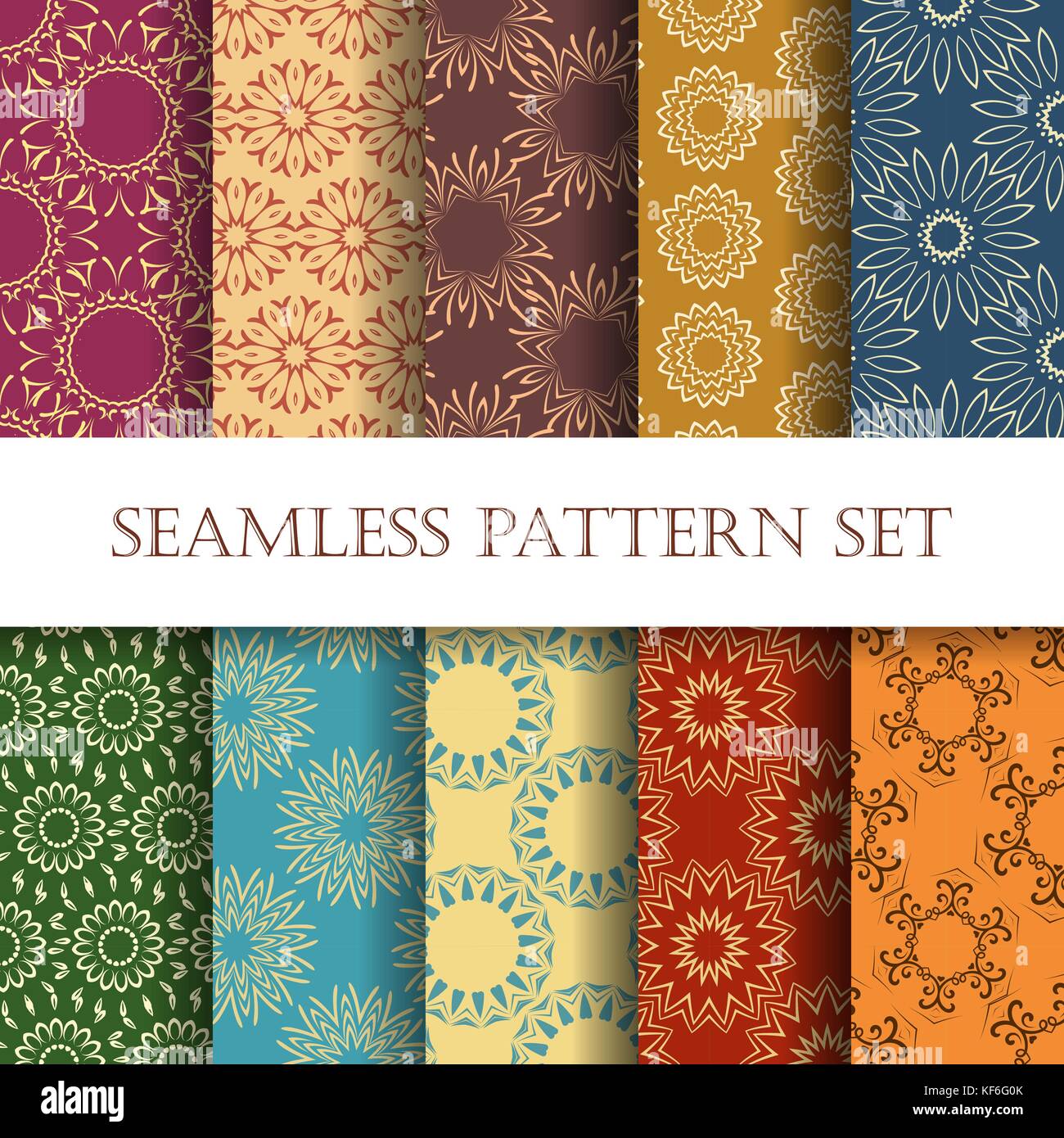 Set of ten Ornamental seamless design. Effortless geometry patterns for ...