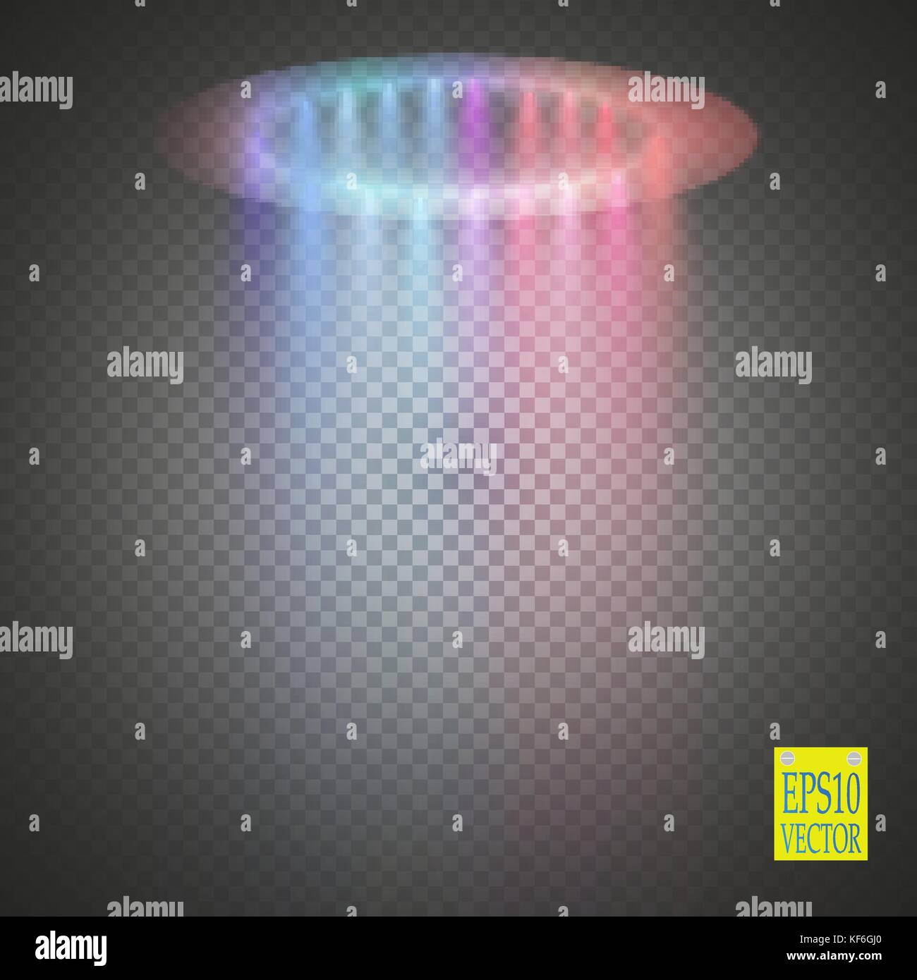 Round yellow glow rays night scene on transparent background. Empty ...