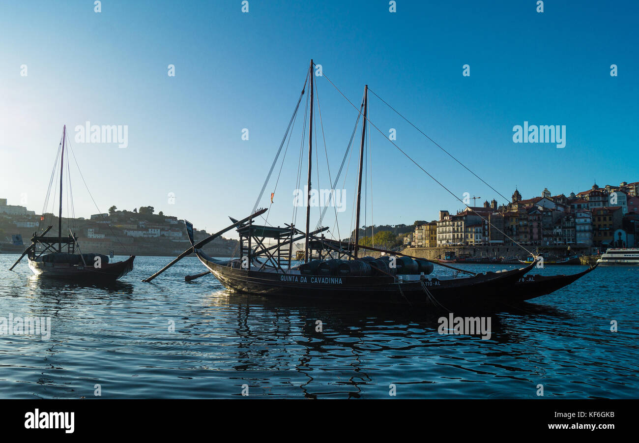 Port Barges in Porto Harbour Porto Portugal Stock Photo - Alamy
