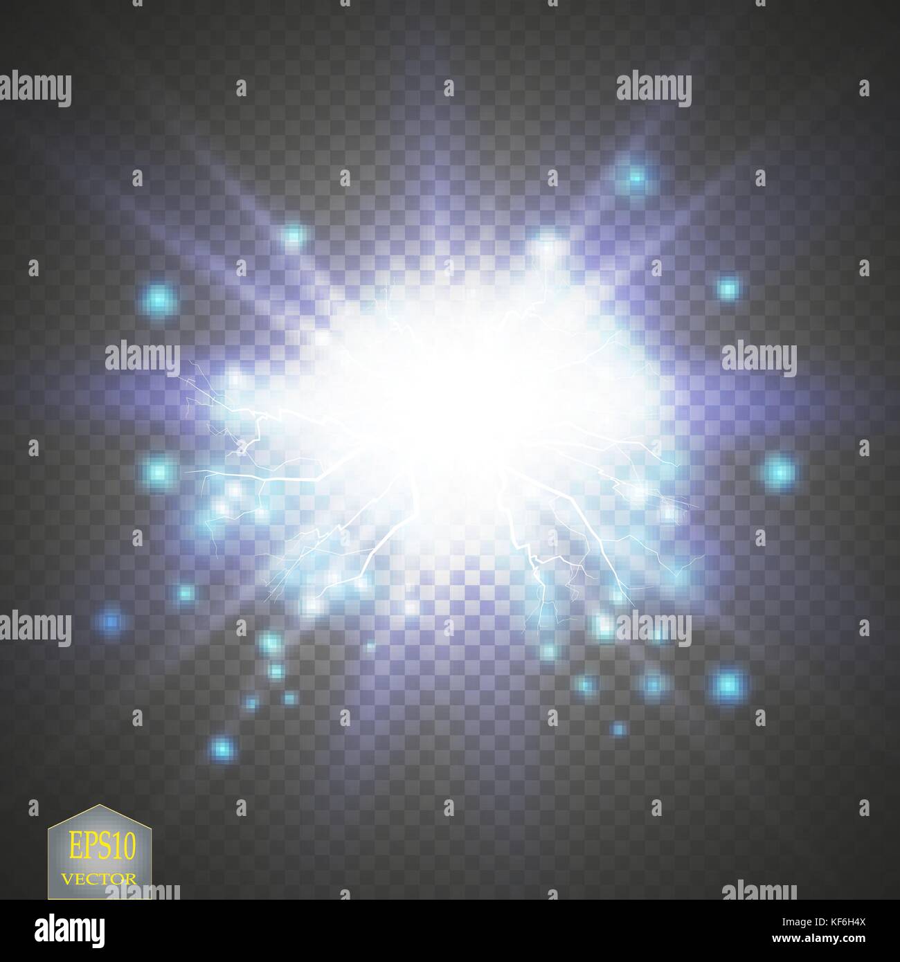 Blue abstract energy shock explosion special light effect with spark ...