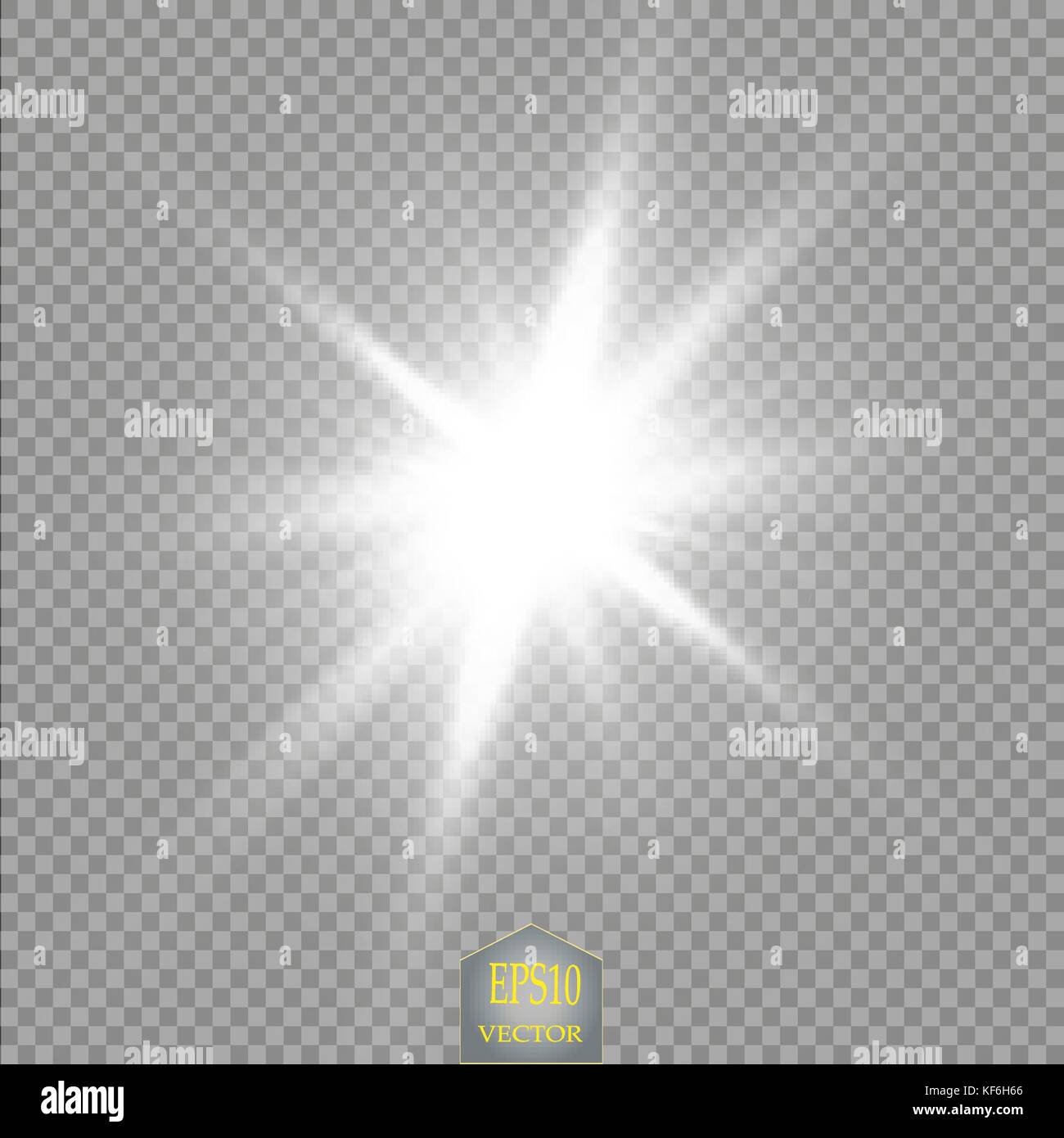 Glow light effect. Starburst with sparkles on transparent background. Vector illustration. Sun ...