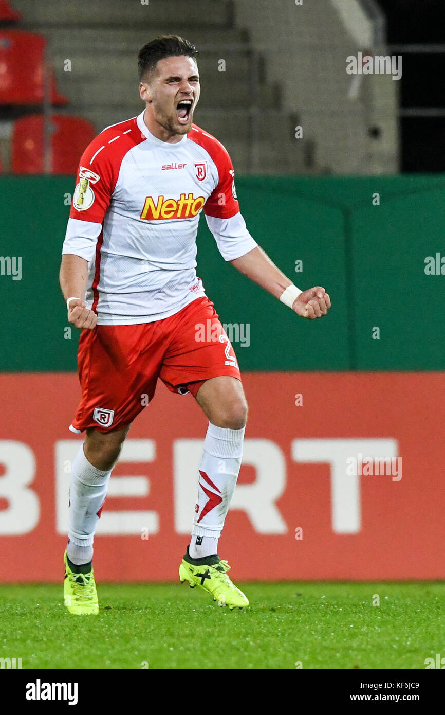 Regensburg's Jonas Nietfeld celebrating after scoring the 1:2 during ...