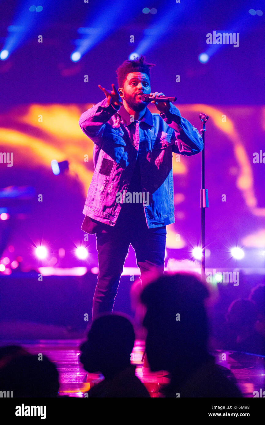 Miami, FL, USA. 24th Oct, 2017. The Weeknd performs during the Starboy ...