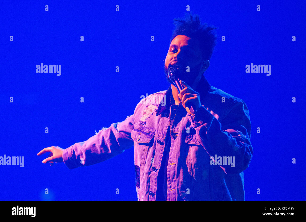 Miami, FL, USA. 24th Oct, 2017. The Weeknd performs during the Starboy ...