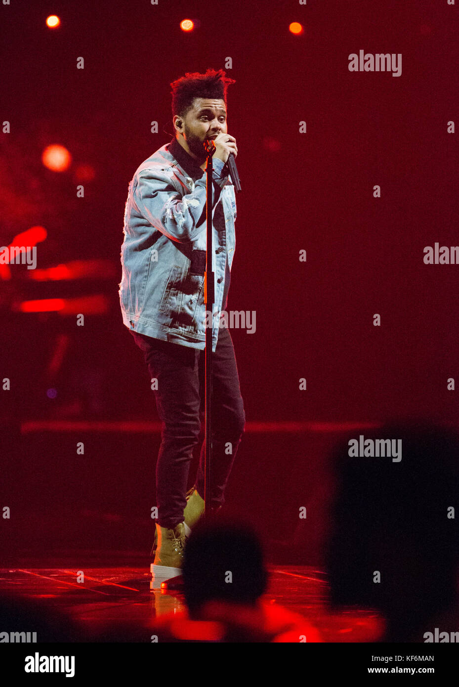 Miami, FL, USA. 24th Oct, 2017. The Weeknd performs during the Starboy ...