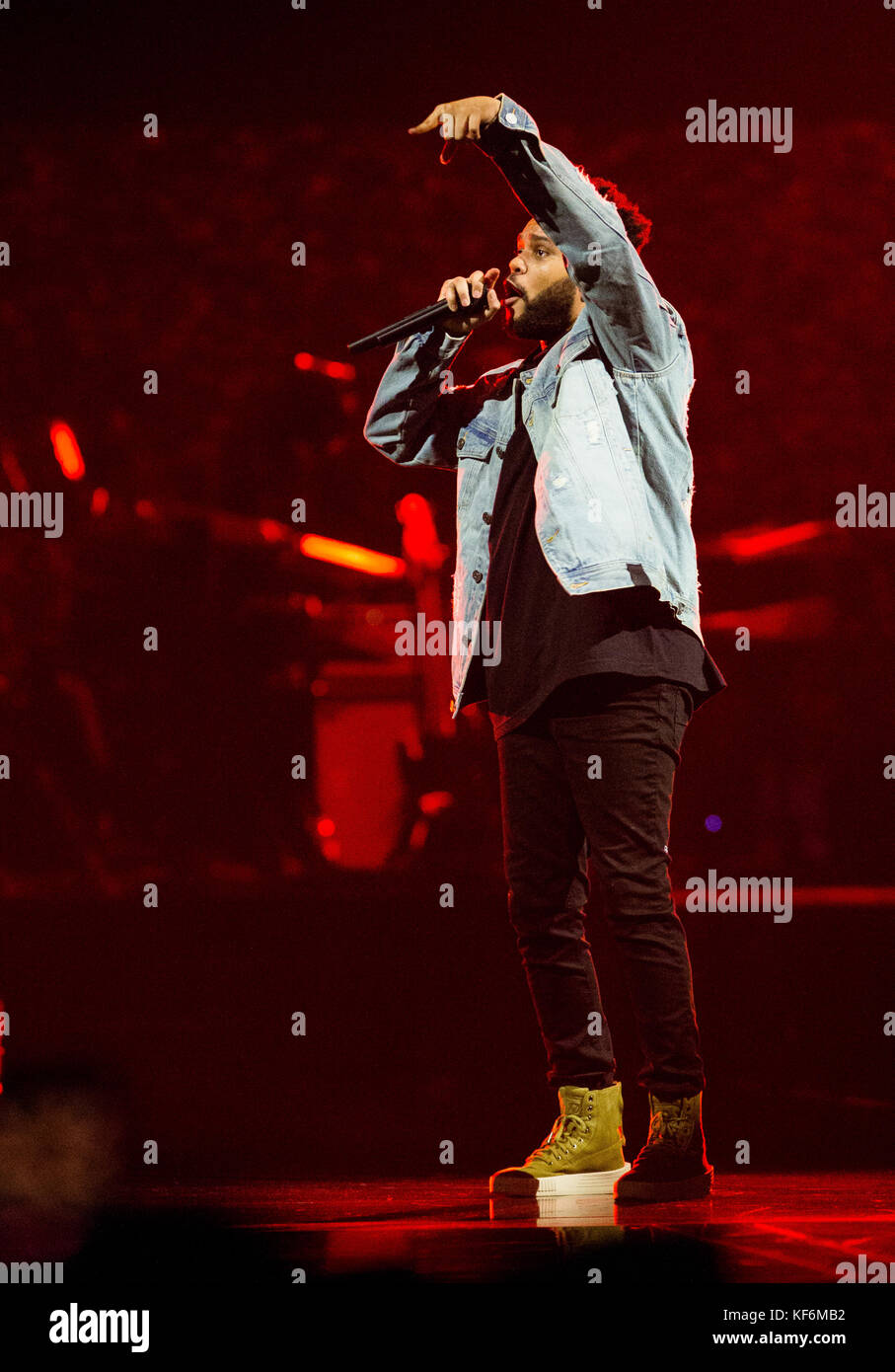 Miami, FL, USA. 24th Oct, 2017. The Weeknd performs during the Starboy ...