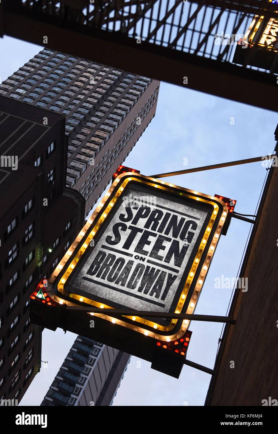 New York, NY, USA. 25th Oct, 2017. Bruce Springsteen marquee out and ...