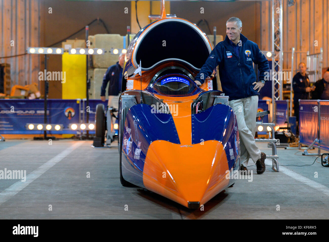 Bloodhound SSC (supersonic car) being prepared prior to carrying out ...