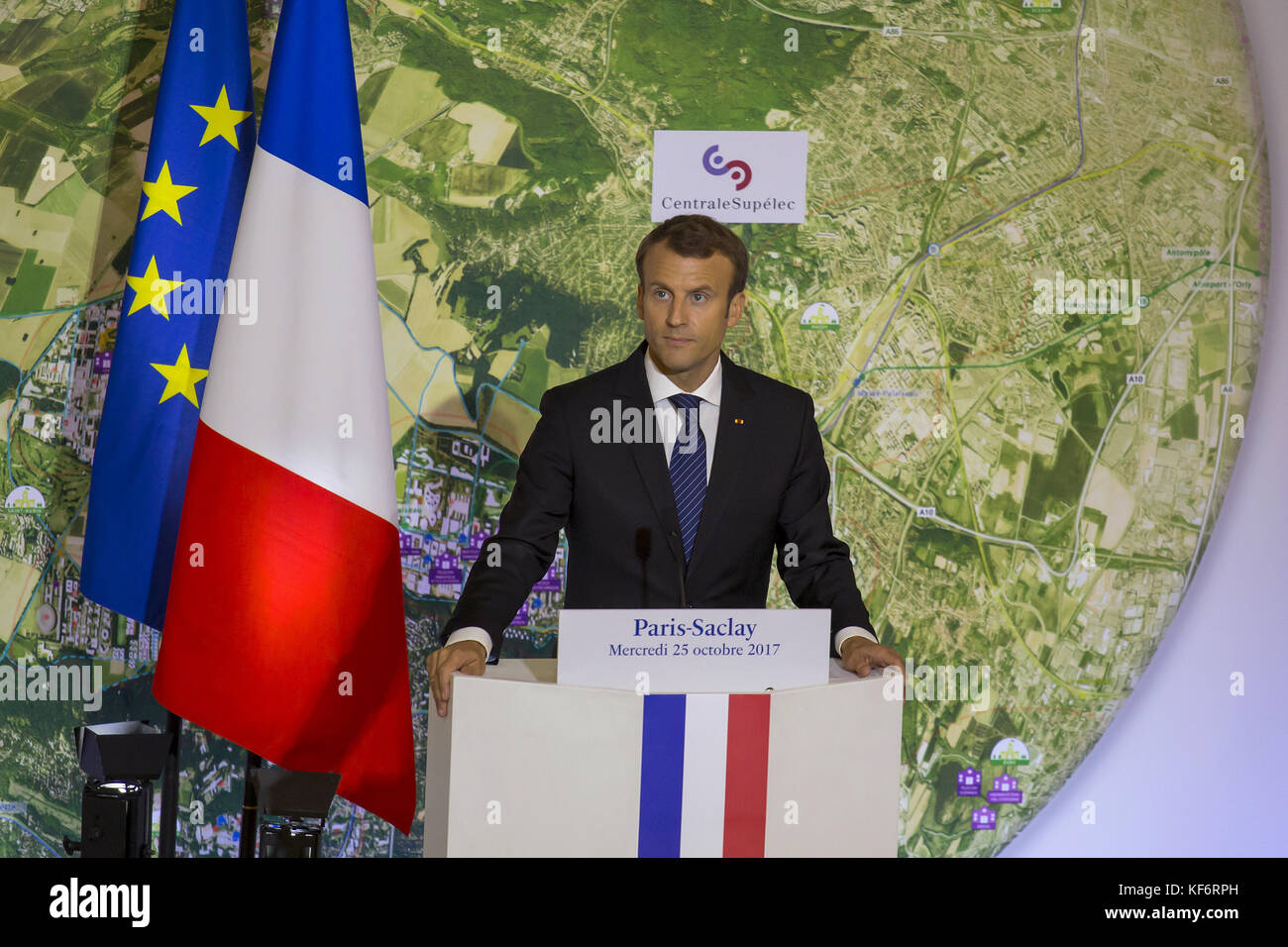 Paris, France. 25th Oct, 2017. French President Emmanuel Macron seen ...