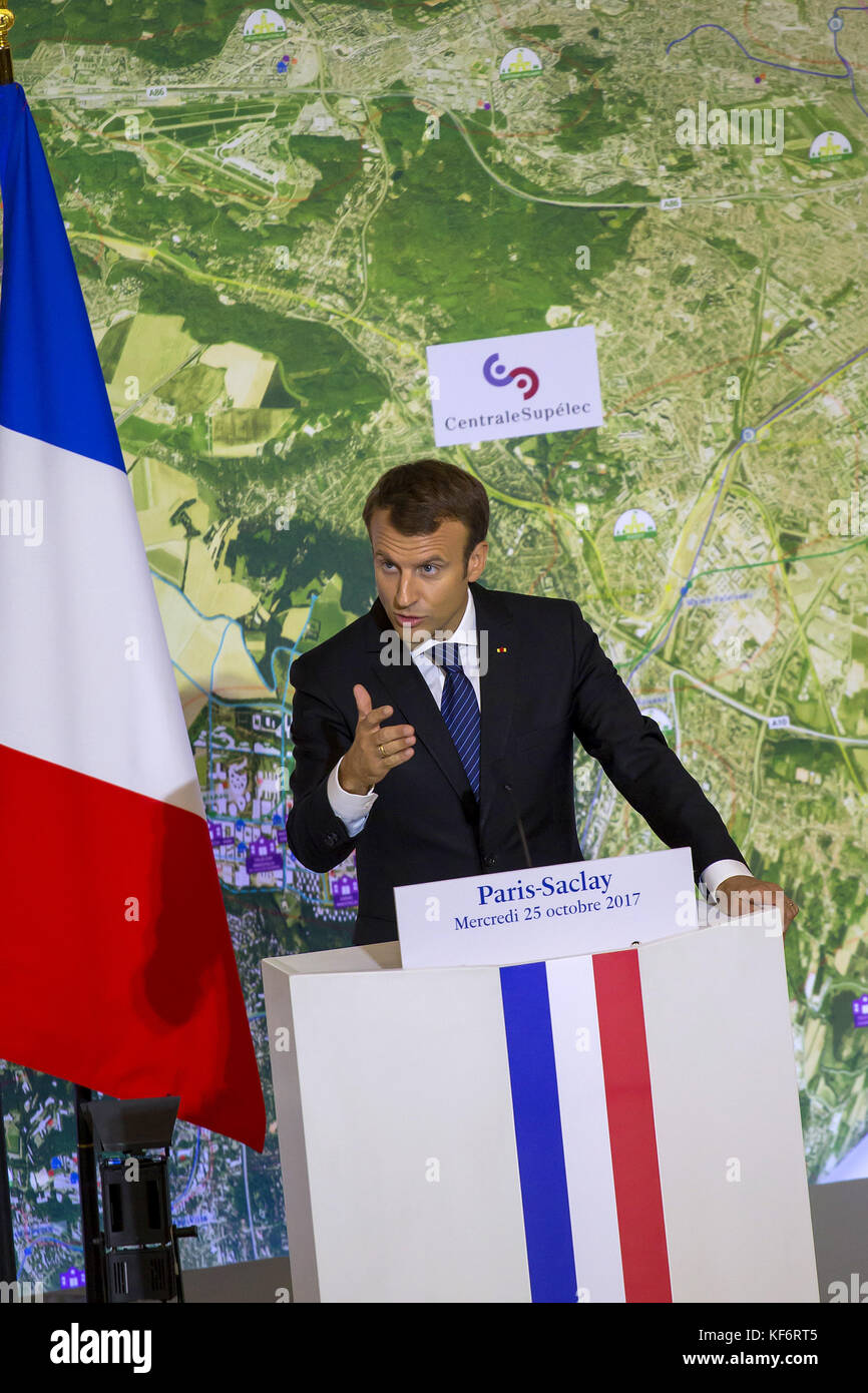 Paris, France. 25th Oct, 2017. French President Emmanuel Macron seen ...