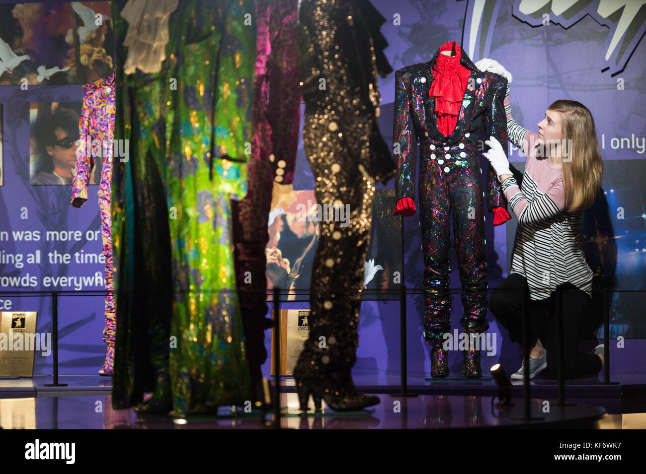 London, London, UK. 26th Oct, 2017. A curator views clothing on display ...