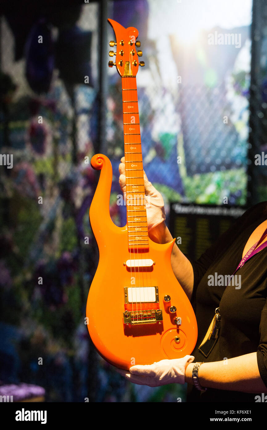 London, London, UK. 26th Oct, 2017. A custom made Orange Cloud guitar ...