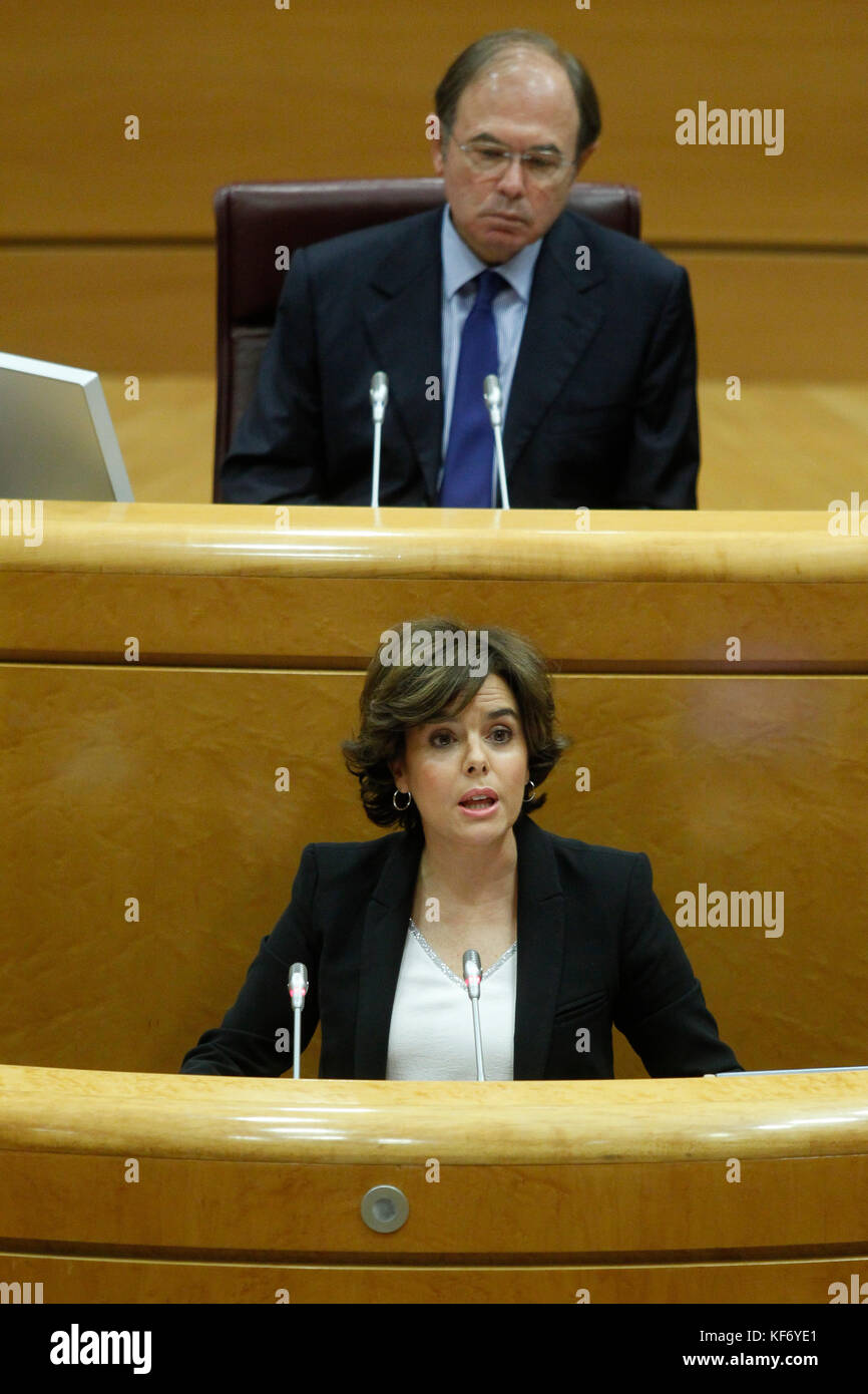 Madrid, Spain. 26th Oct, 2017. Spain´s Government Deputy Premier Soraya ...