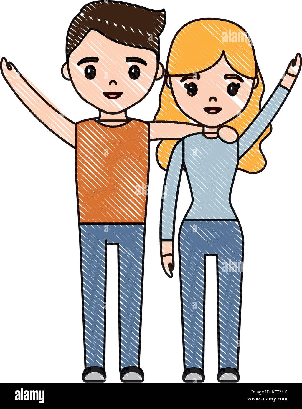 cartoon happy couple icon over white background colorful design vector ...