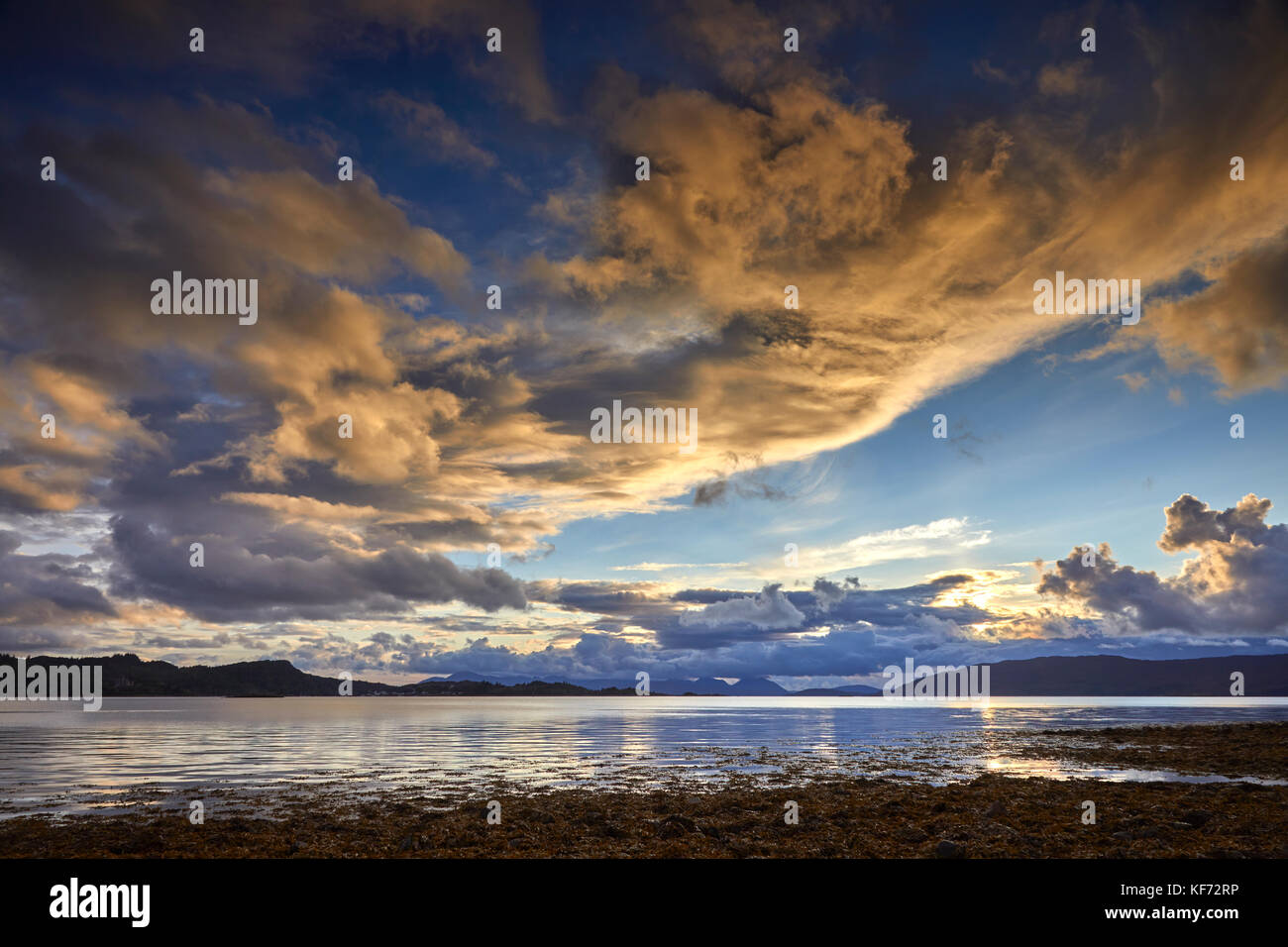 Dramatic evening skies over Plockton on west coast Scotland. South west ...