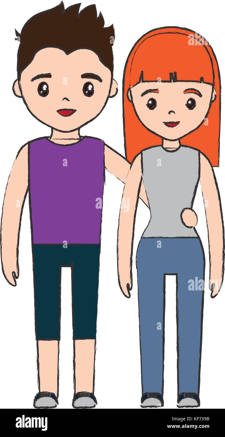 cartoon happy couple icon over white background colorful design vector ...