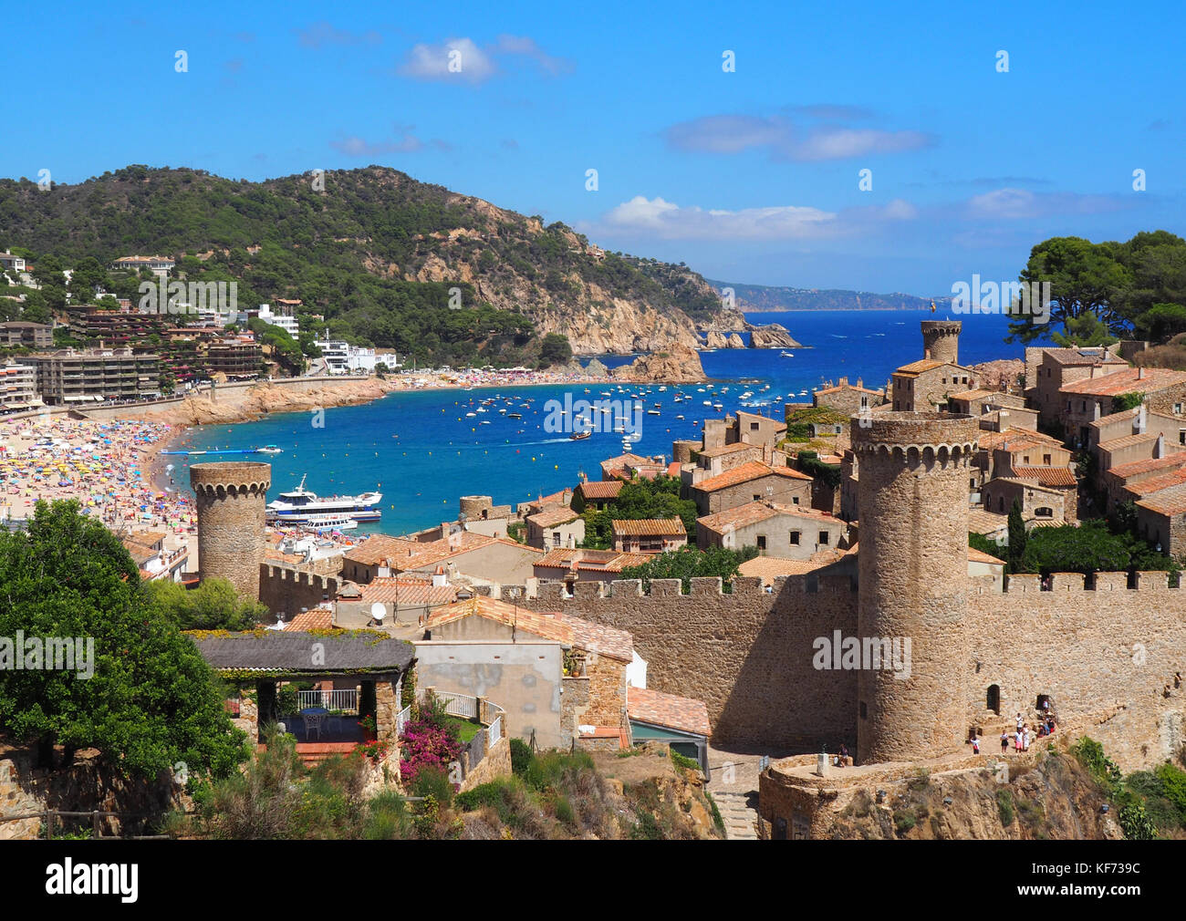 View Of The Ancient Castle And Coast In Tossa De Mar Spain Stock Photo