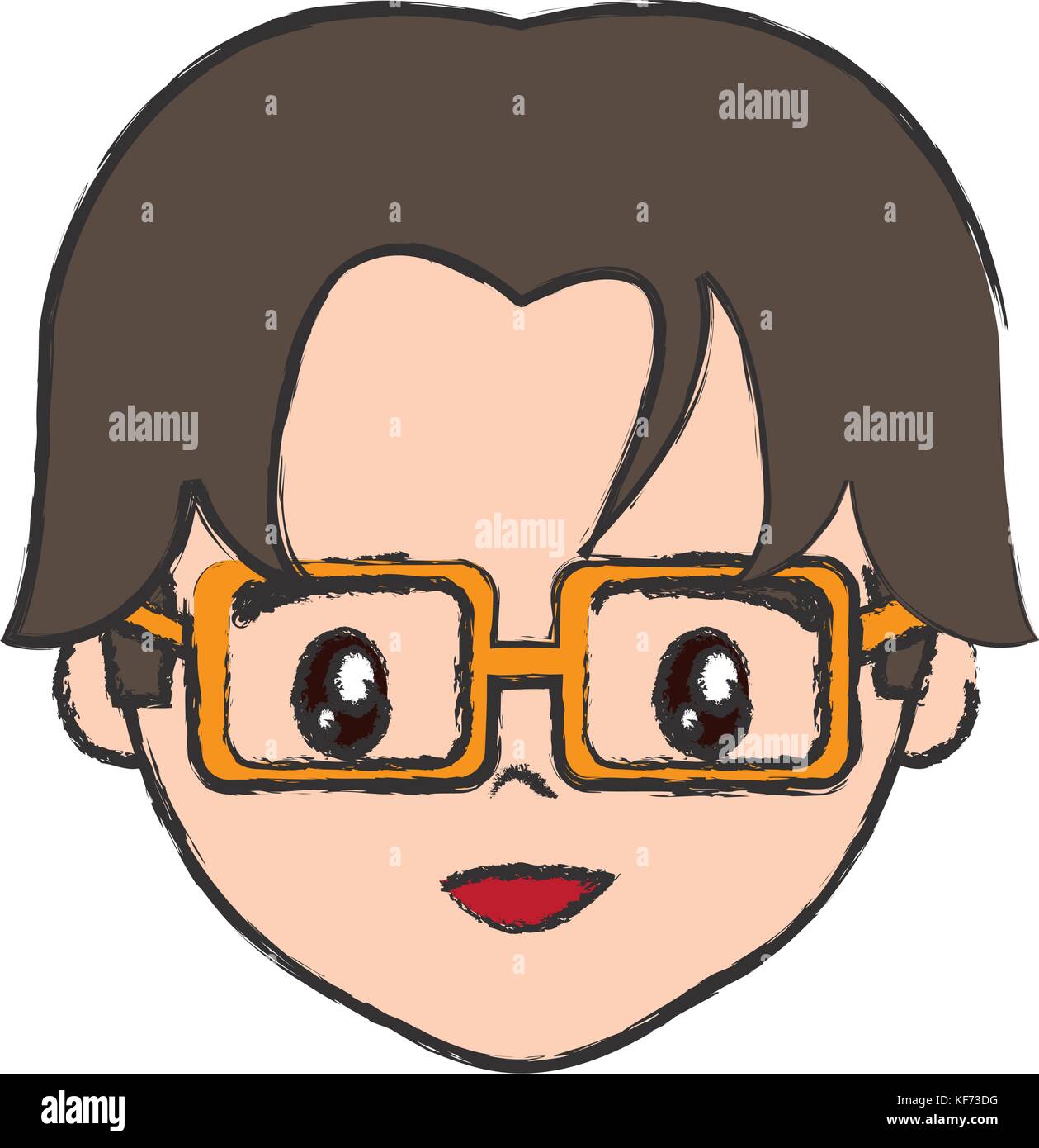 cartoon man with glasses icon over white background vector illustration ...