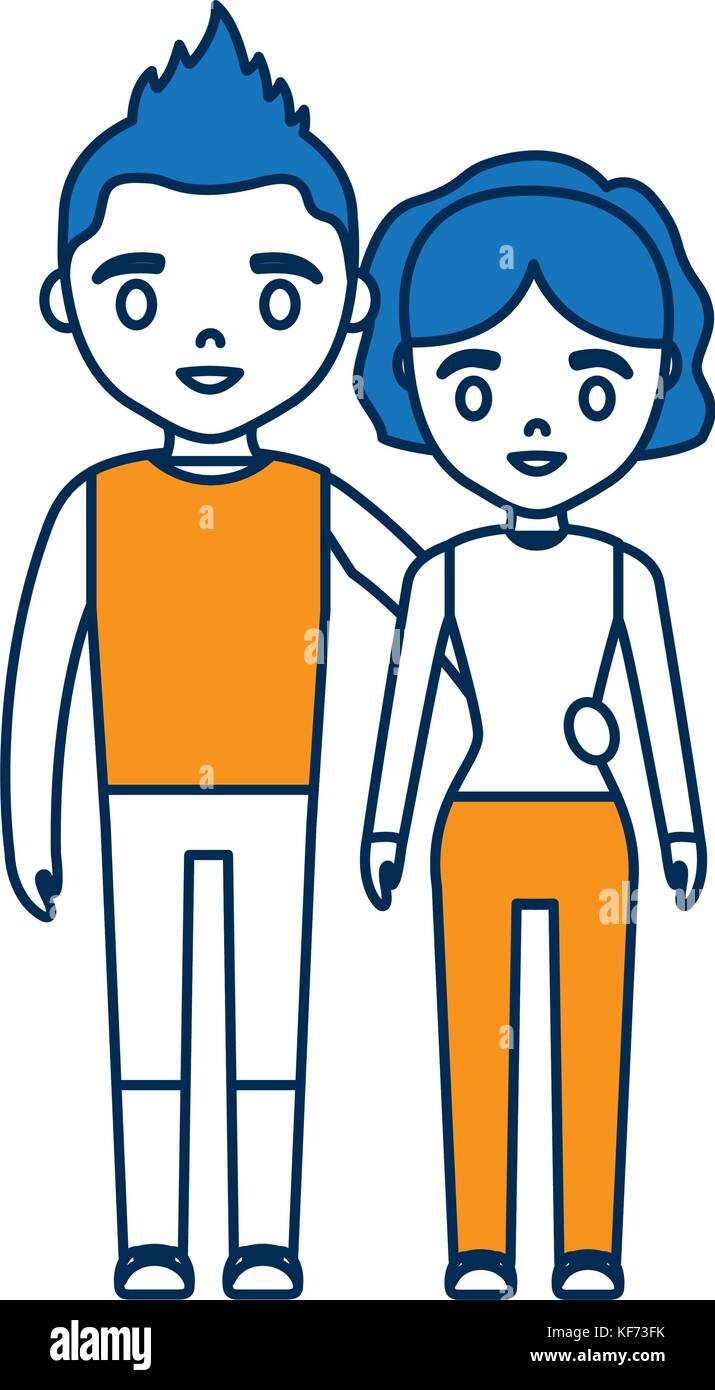 cartoon happy couple icon over white background colorful design vector ...