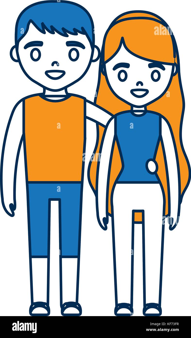 cartoon happy couple icon over white background colorful design vector ...