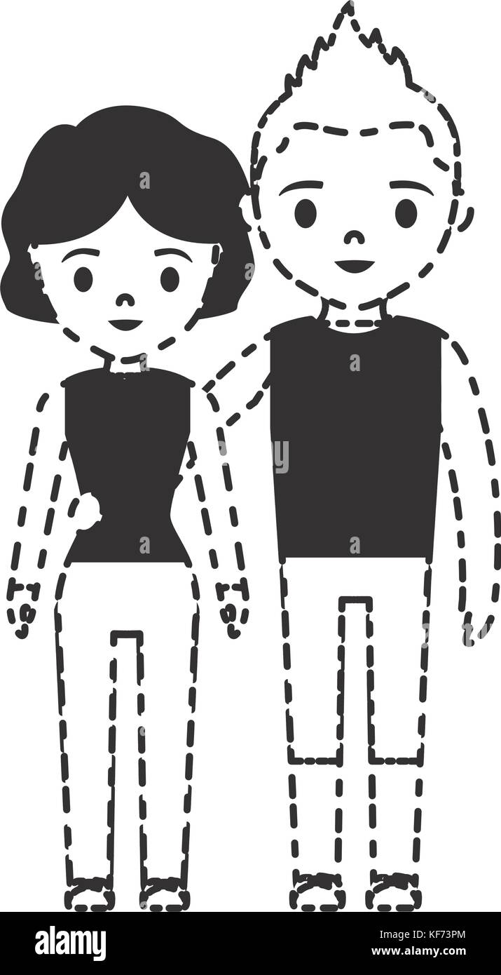 cartoon happy couple icon over white background vector illustration ...